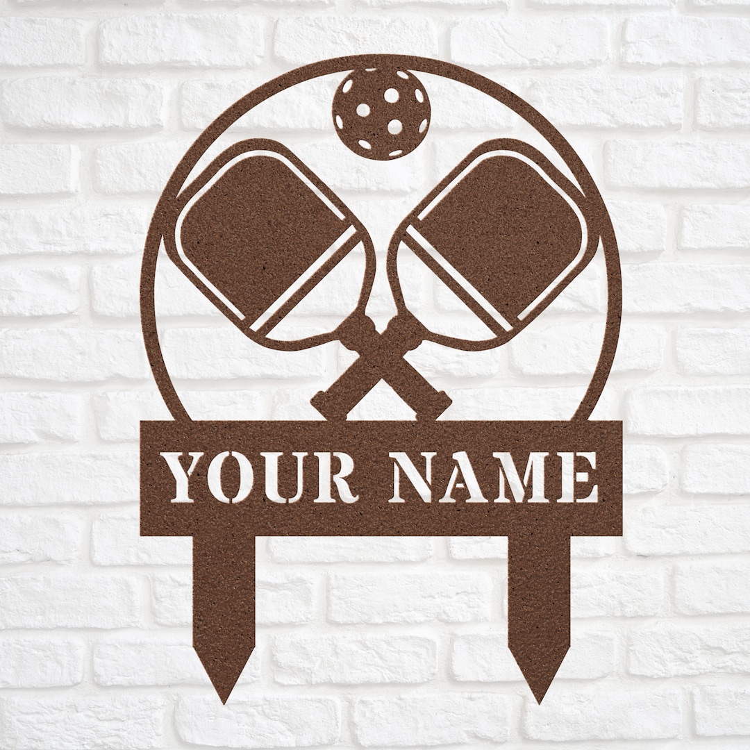 Pickleball Metal Yard Art Address Sign, Metal Custom Pickleball Sign ...