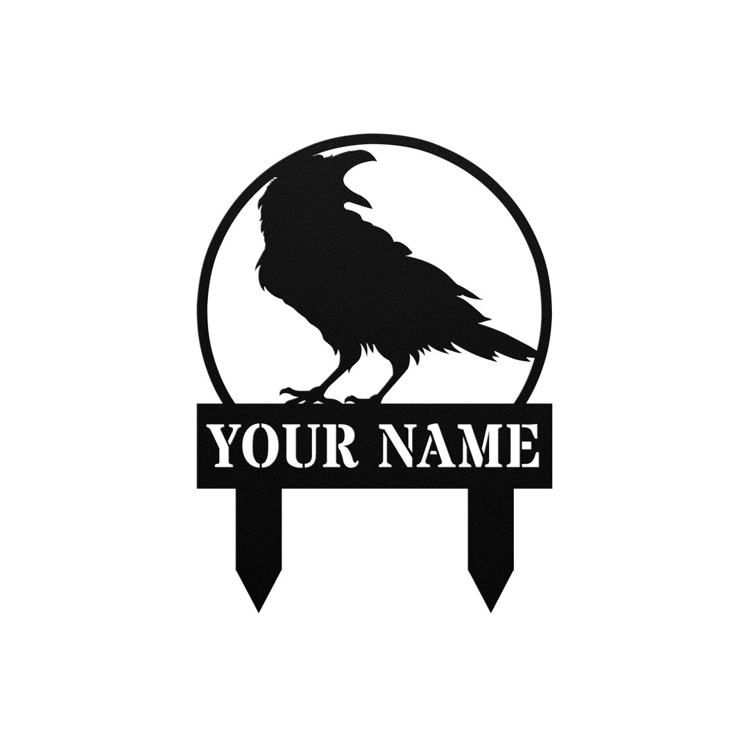 Raven Metal Metal Yard Art Address Sign Crow Moon Sign Home Decor Black ...