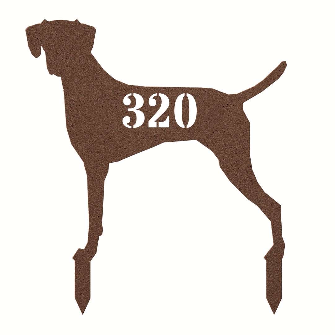 Vizsla House Number Sign Yard Address Plaque Garden Lawn Stake Metal ...