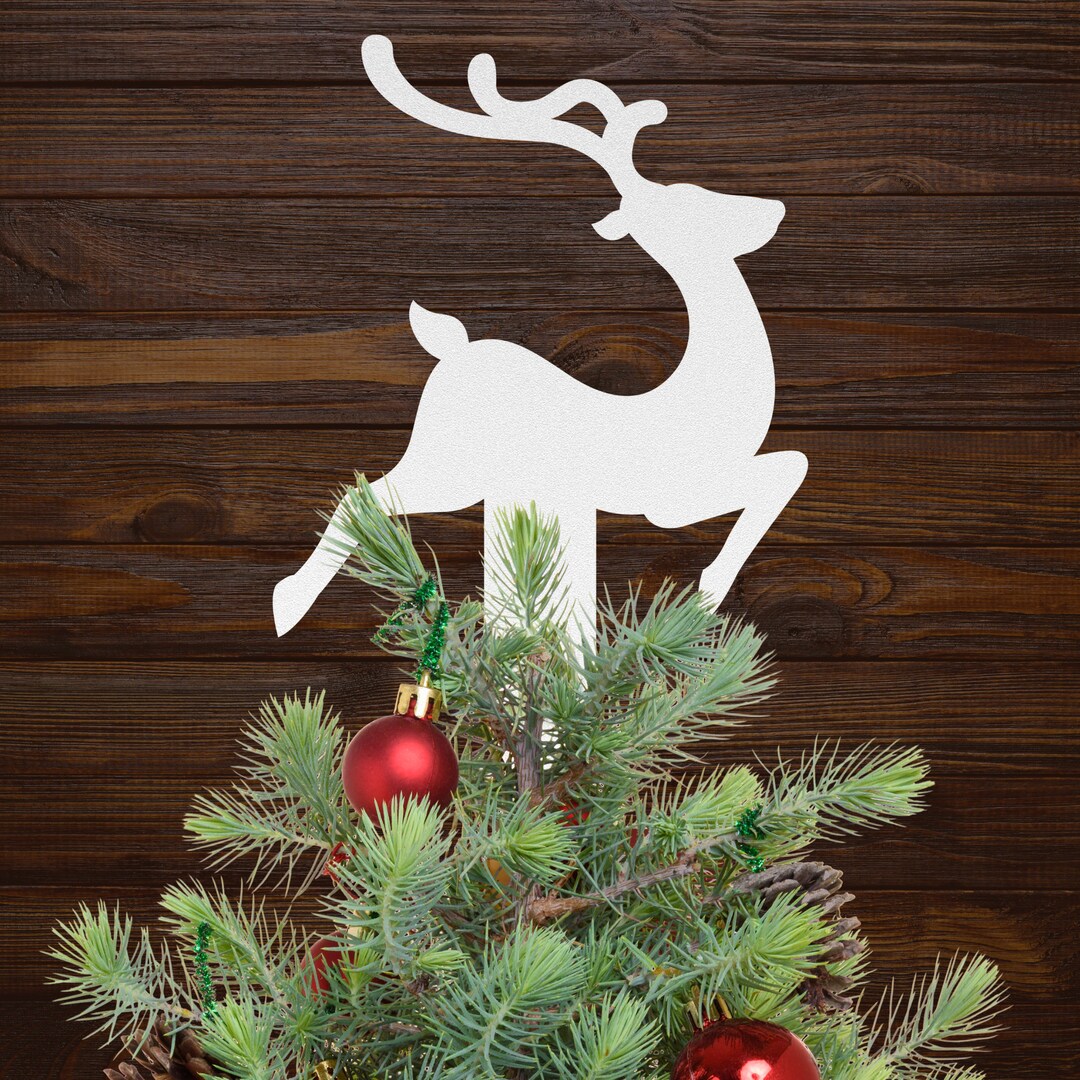Reindeer Christmas Trees Topper - White Metal Tree Topper - Etsy