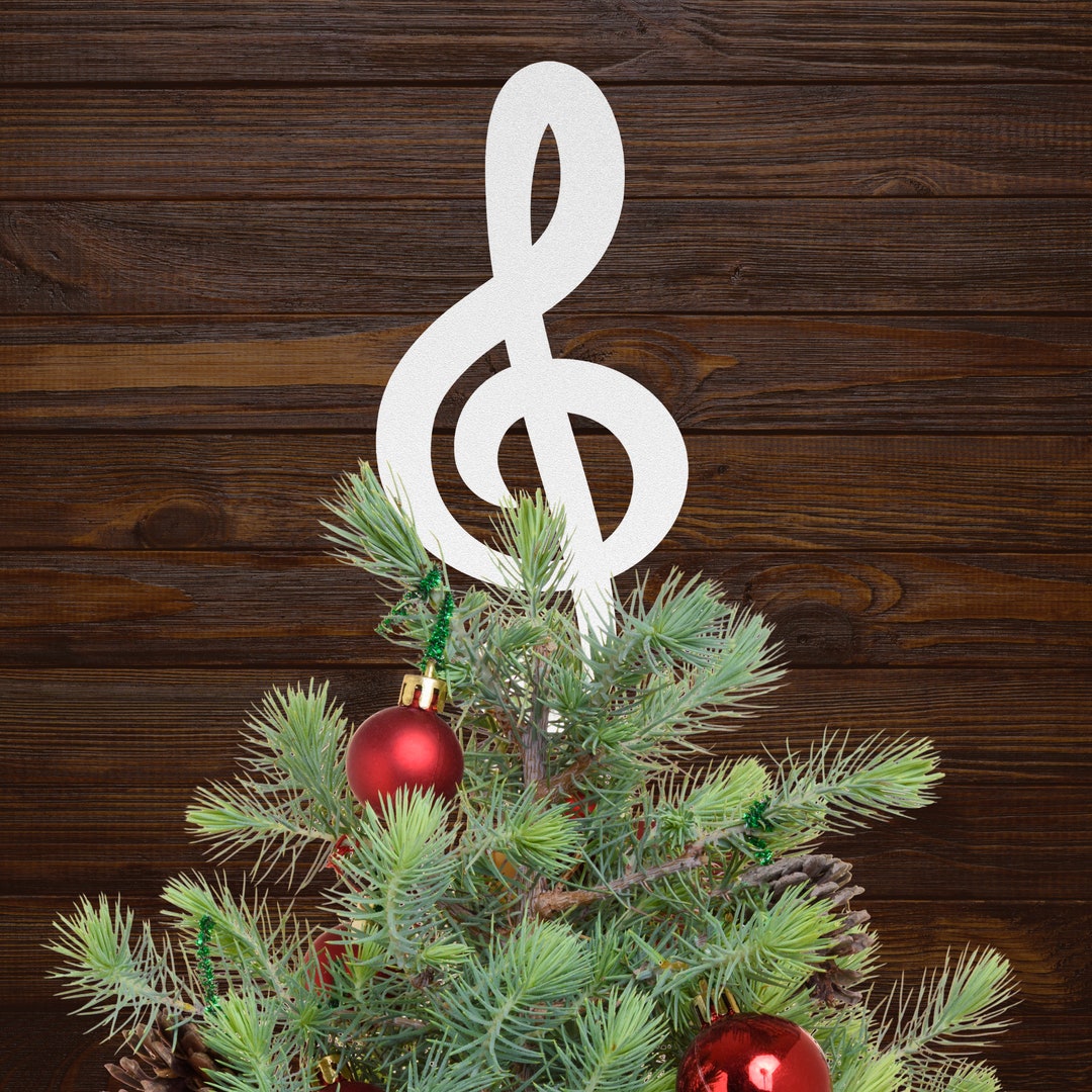 Treble Clef Christmas Tree Topper - White Metal Tree Topper - Etsy