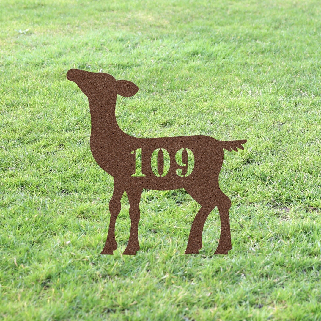 Fallow Deer House Number Sign Yard Address Plaque Garden Lawn Stake ...