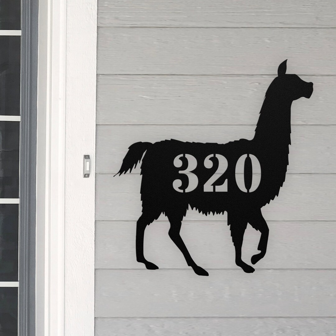 Personalized Llama Address House Number Sign Metal Wall Art, Custom ...