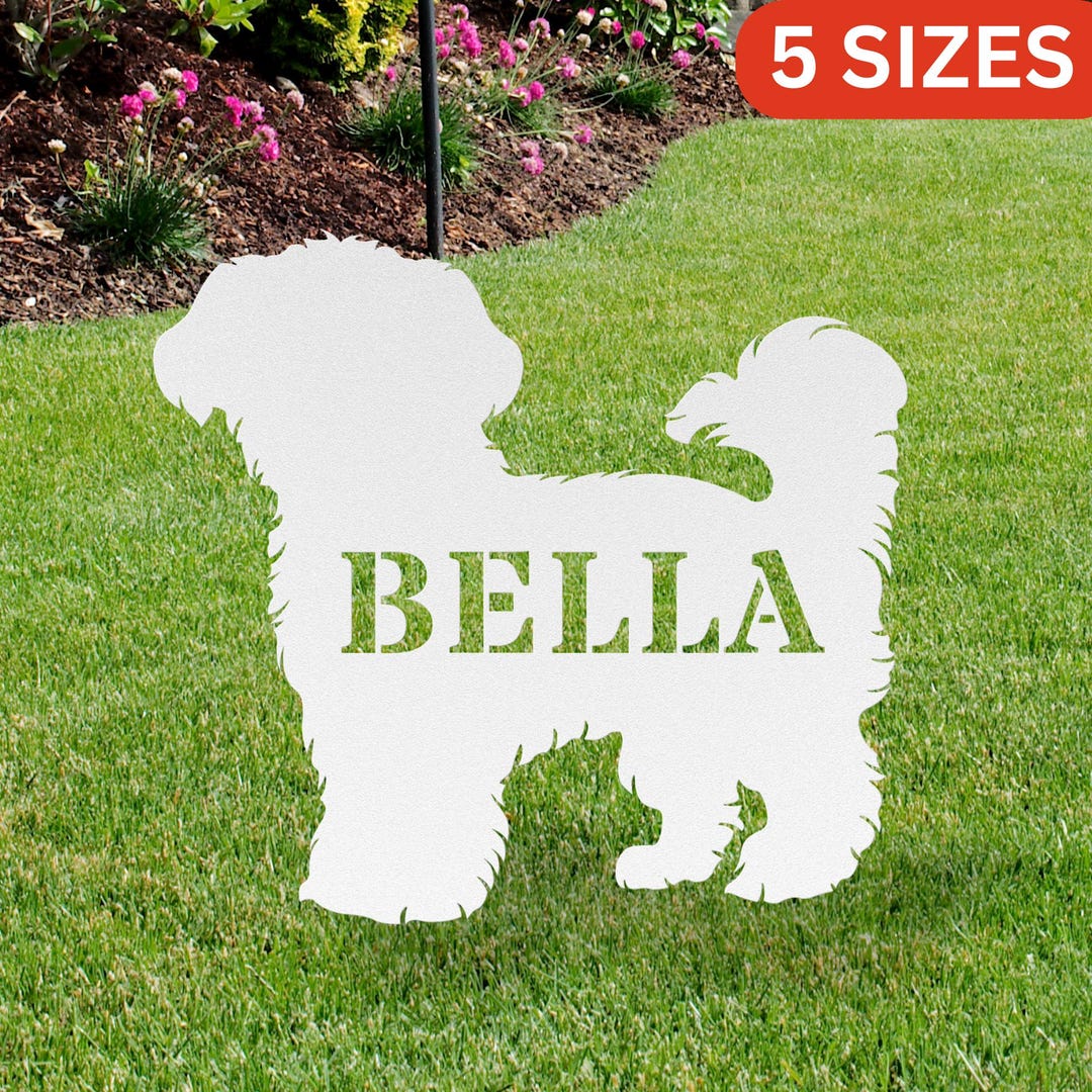 White Maltese Statue Stake, Custom Maltese Dog Outdoor Yard Art Decor ...