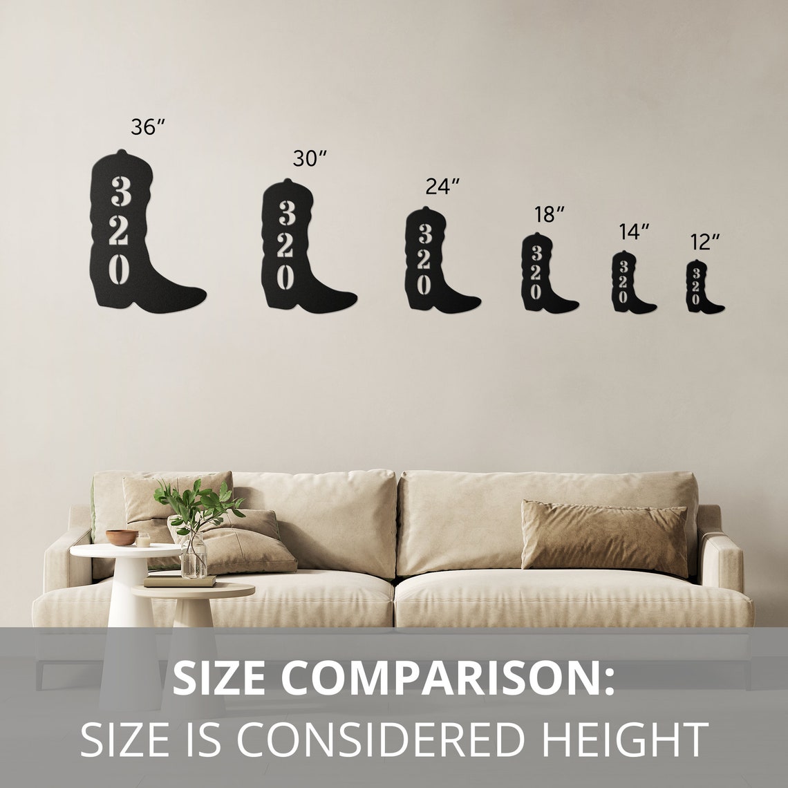 Personalized Cowboy Boot Address House Number Sign Rodeo Western Metal ...