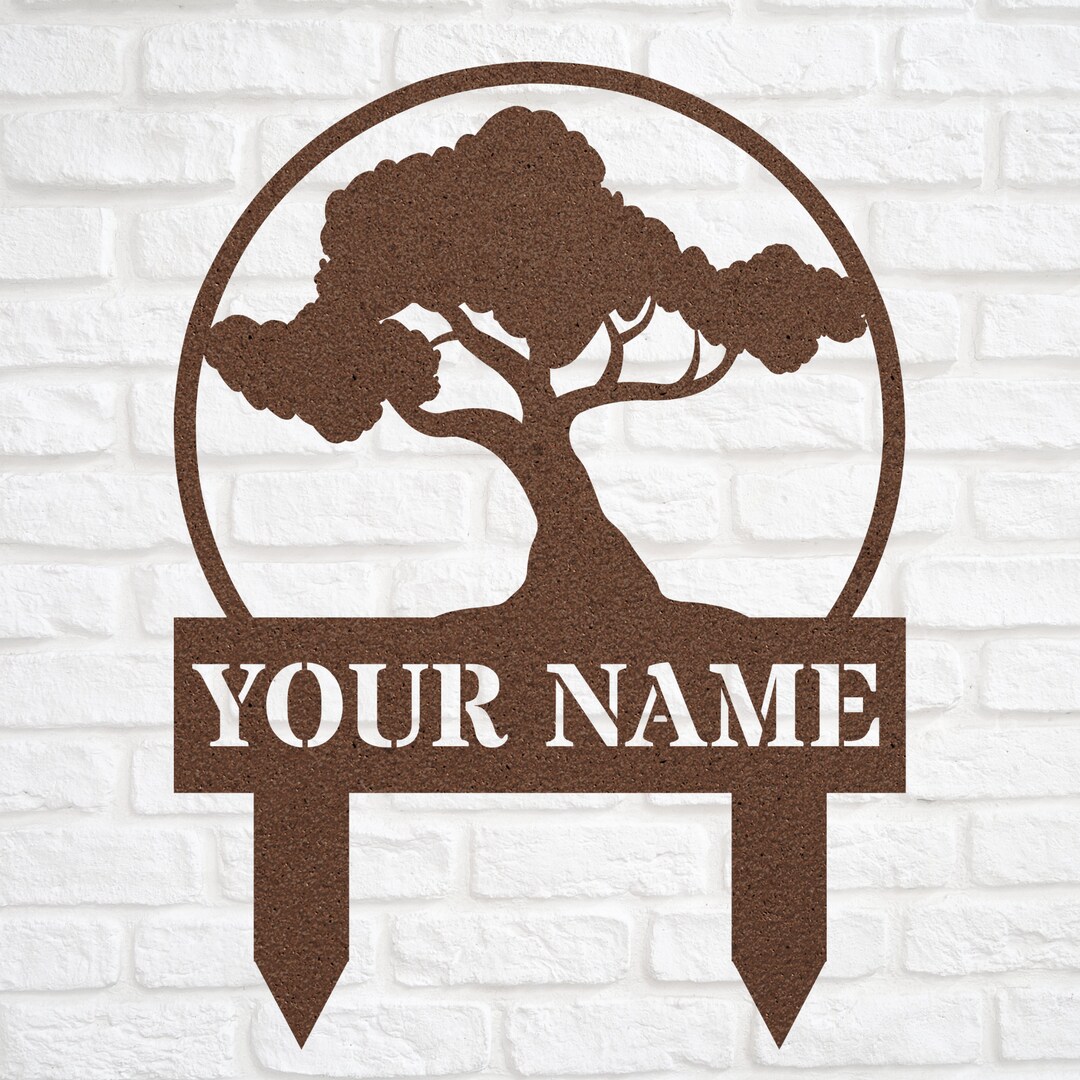 Custom Bonsai Tree Yard Sign Stake, Personalized Bonsai Tree Metal ...