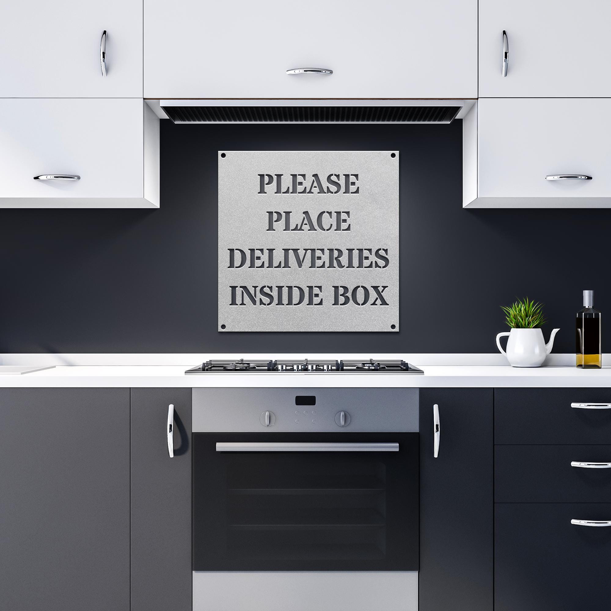 Place Deliveries Inside Box Metal Sign Wall Art Front Porch Sign ...