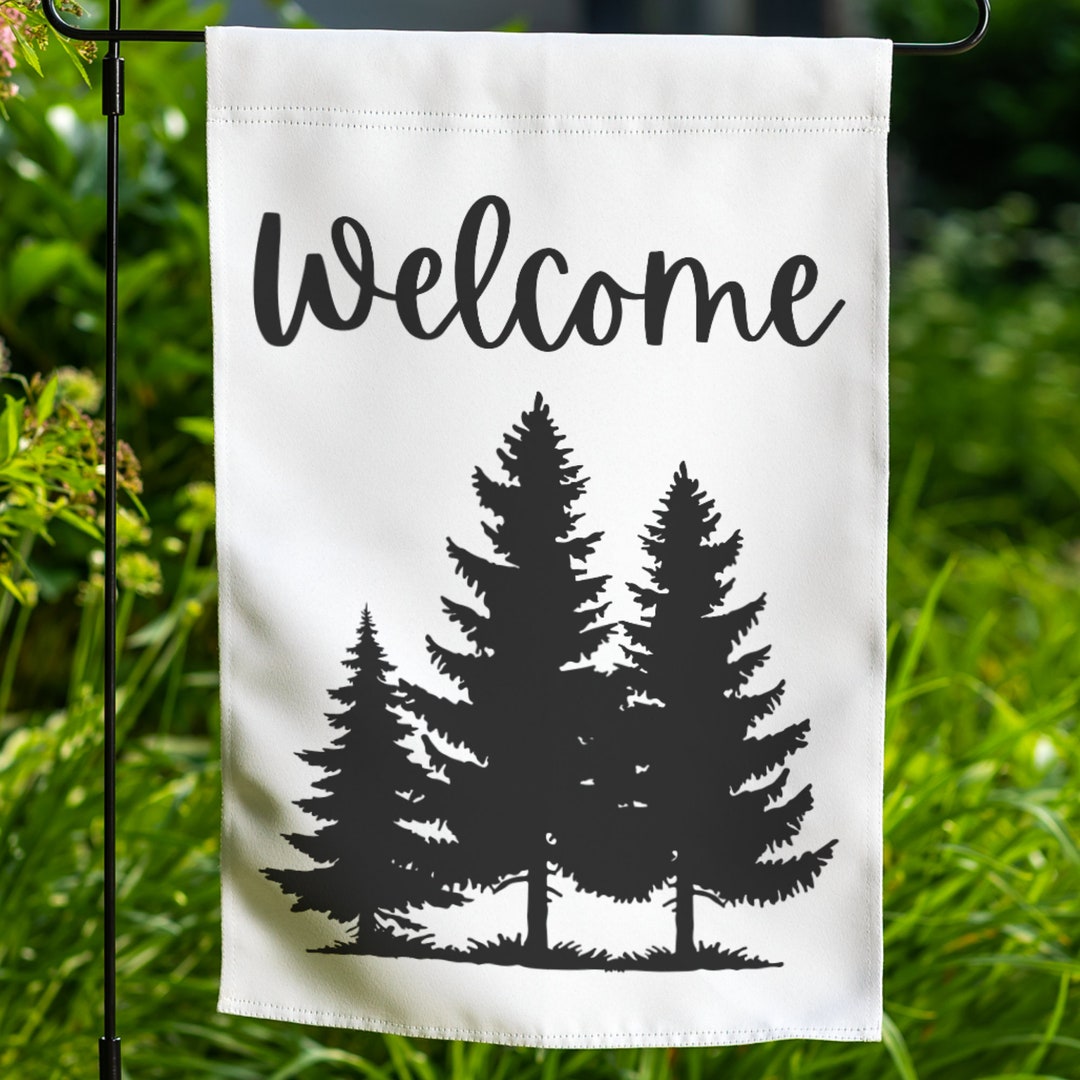 Pine Tree Garden Flag Banner Yard Sign, Personalized Pine Trees Outdoor ...