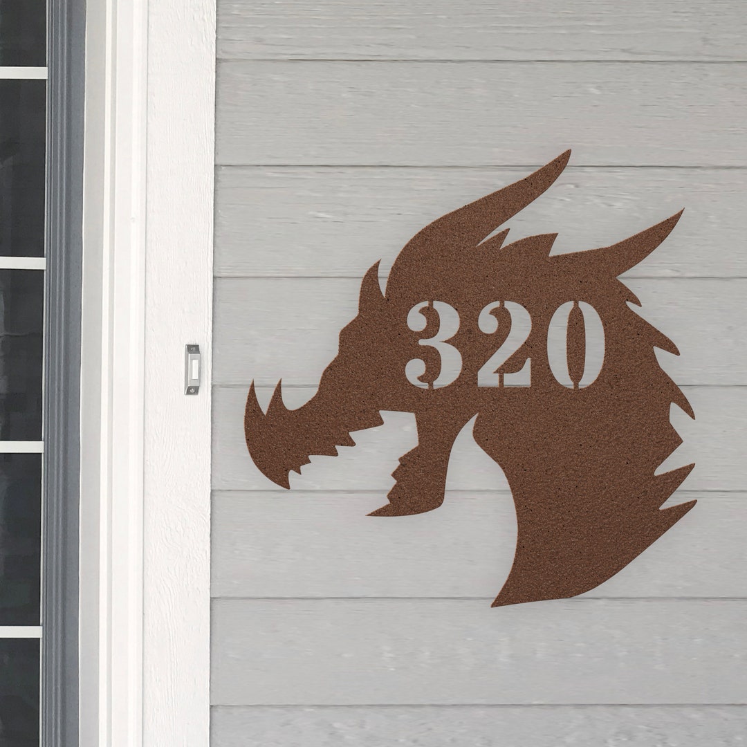 Personalized Dragon Address House Number Sign Metal Wall Art, Custom ...