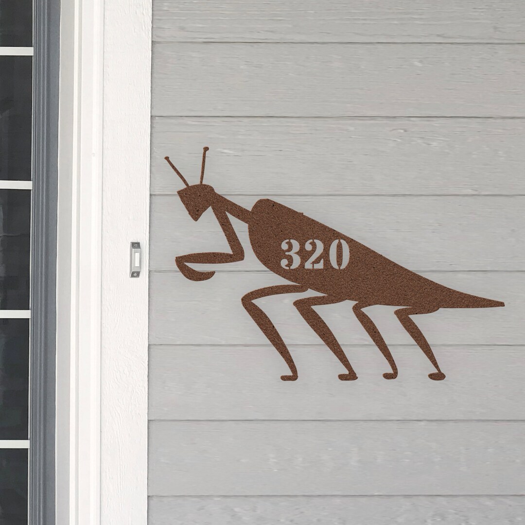 Personalized Praying Mantis Address House Number Sign Metal Wall Art ...