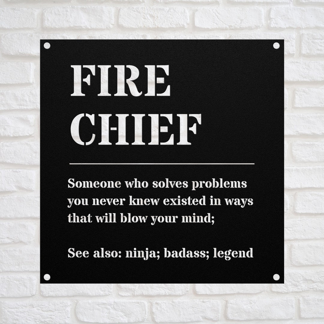Funny Fire Chief Gift Metal Sign for Husband, Dad L for Birthday ...