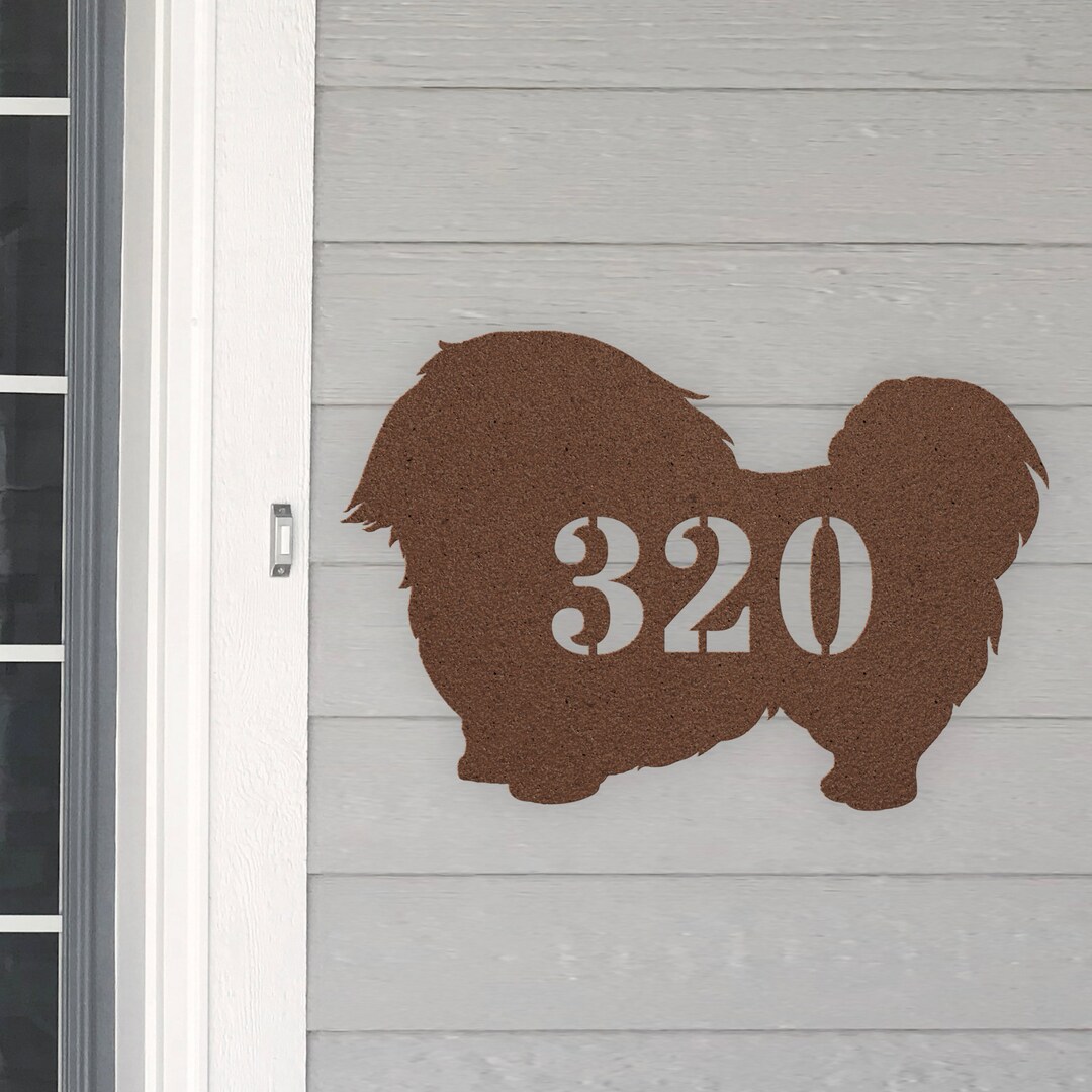 Personalized Pekingese Dog Address House Number Sign Metal Wall Art ...