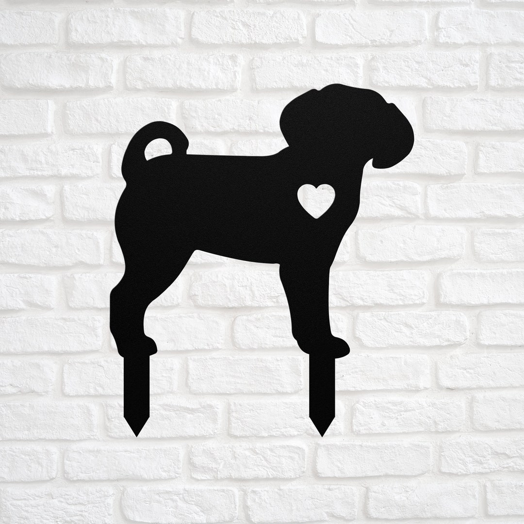 Personalized Puggle Garden Statue Stake, Custom Puggle Outdoor Yard Art ...