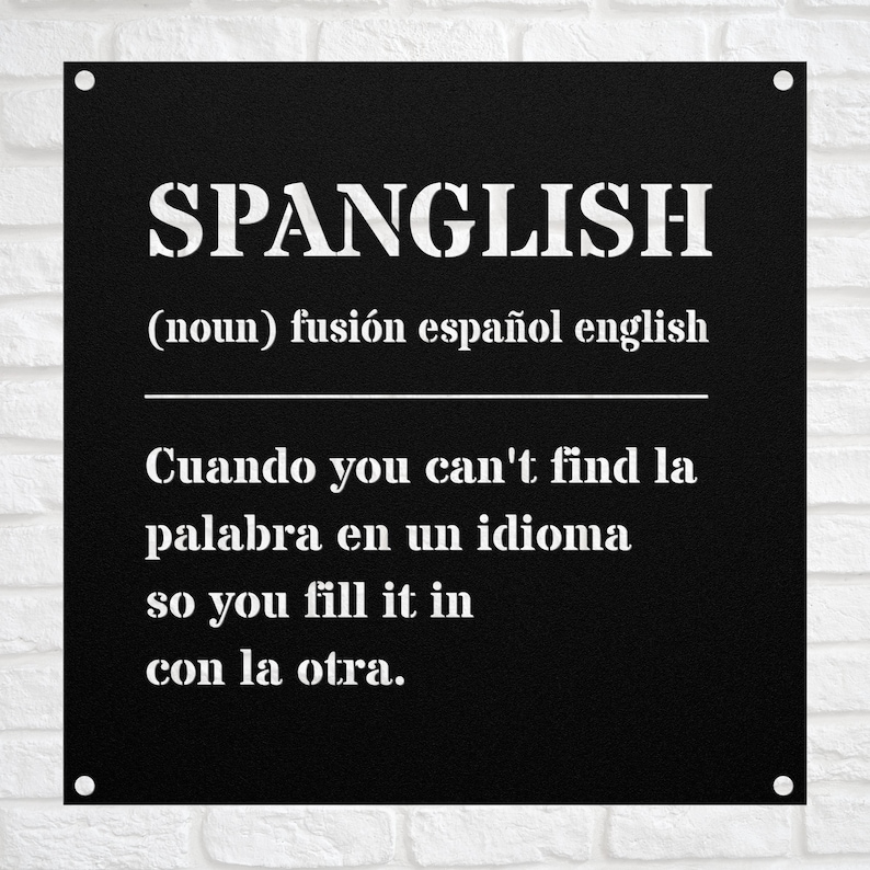 Spanglish Definition Sign Metal Plaque, Latina Puerto Rico Spanish ...