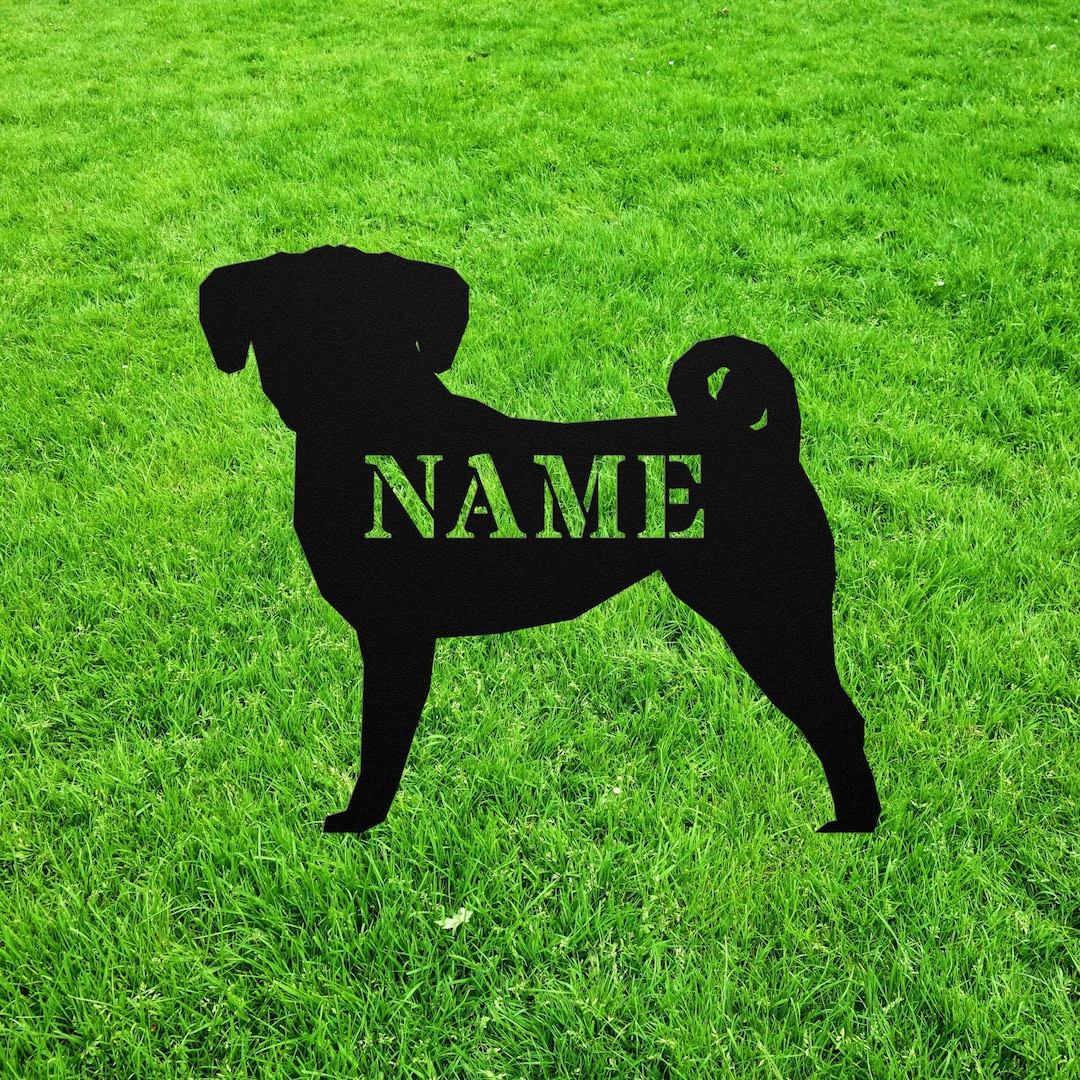 Personalized Puggle Garden Statue Stake, Custom Puggle Outdoor Yard Art ...