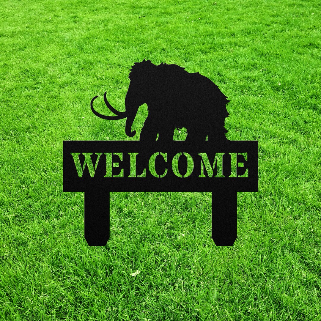 Metal Woolly Mammoth Welcome Yard Art Sign Home Decor Garden & Patio ...