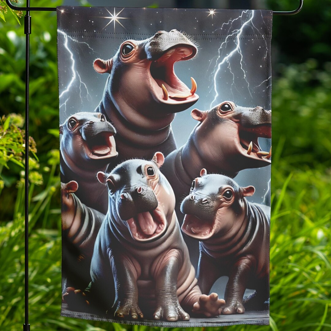Moo Deng Flag, Funny Baby Hippo Garden Flag, Moo Deng Bootleg Rap Yard ...