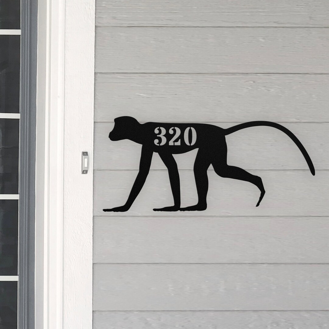 Personalized Monkey Address House Number Sign Metal Wall Art, Custom ...