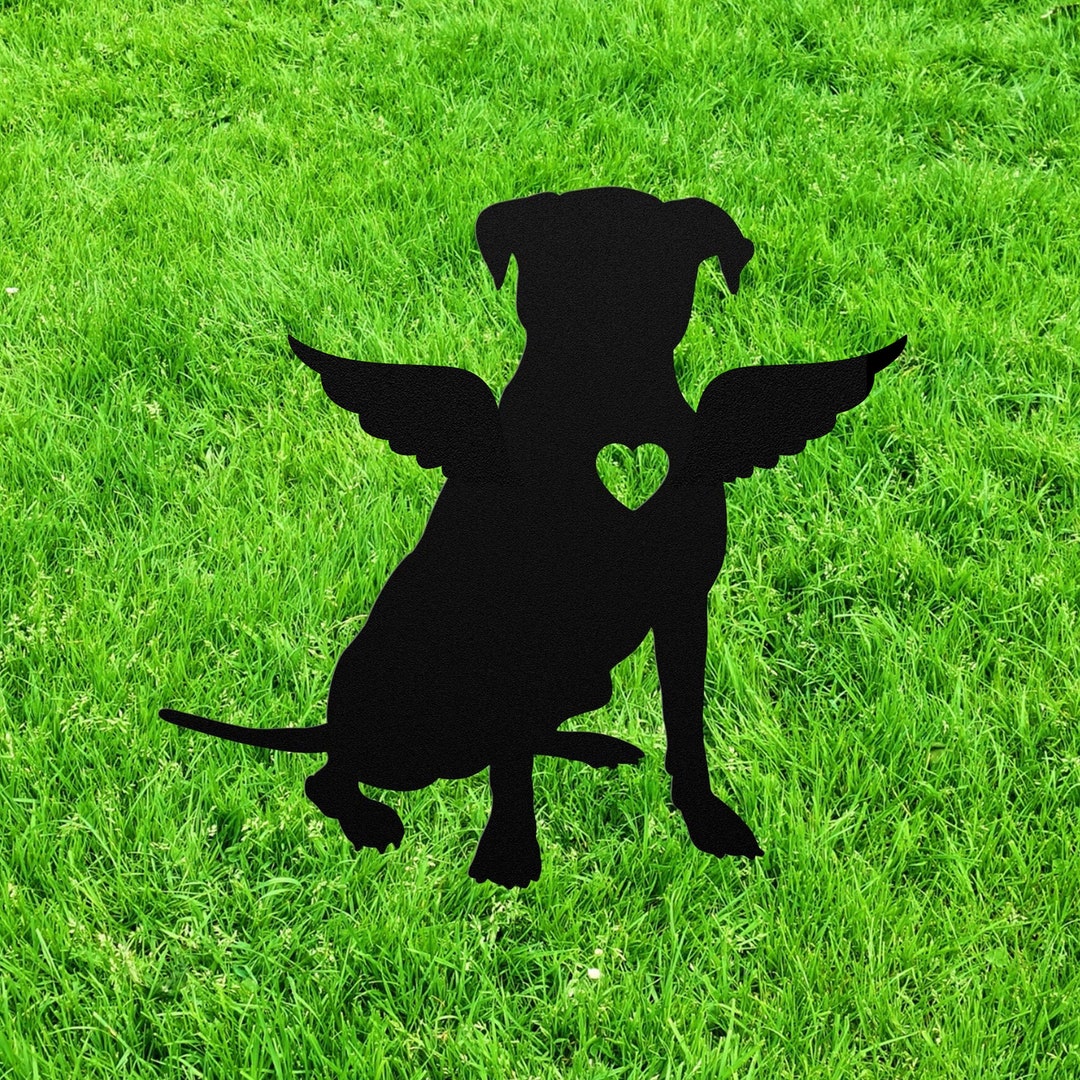 Pit Bull Angel Wings Yard Statue Stake, Custom Pit Bull Outdoor Garden ...