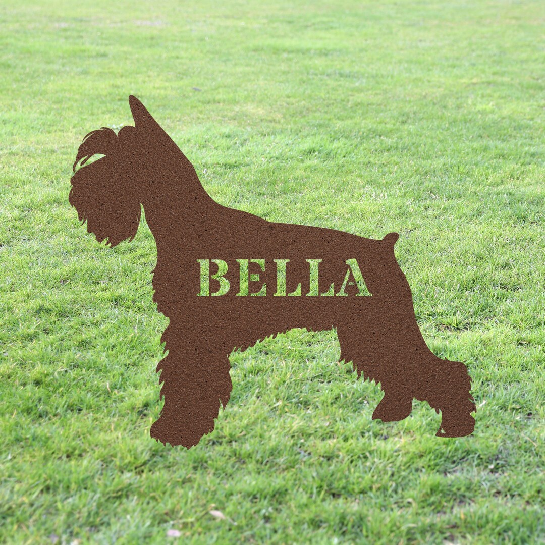 Personalized Miniature Schnauzer Docked Ears Garden Statue Stake Custom ...