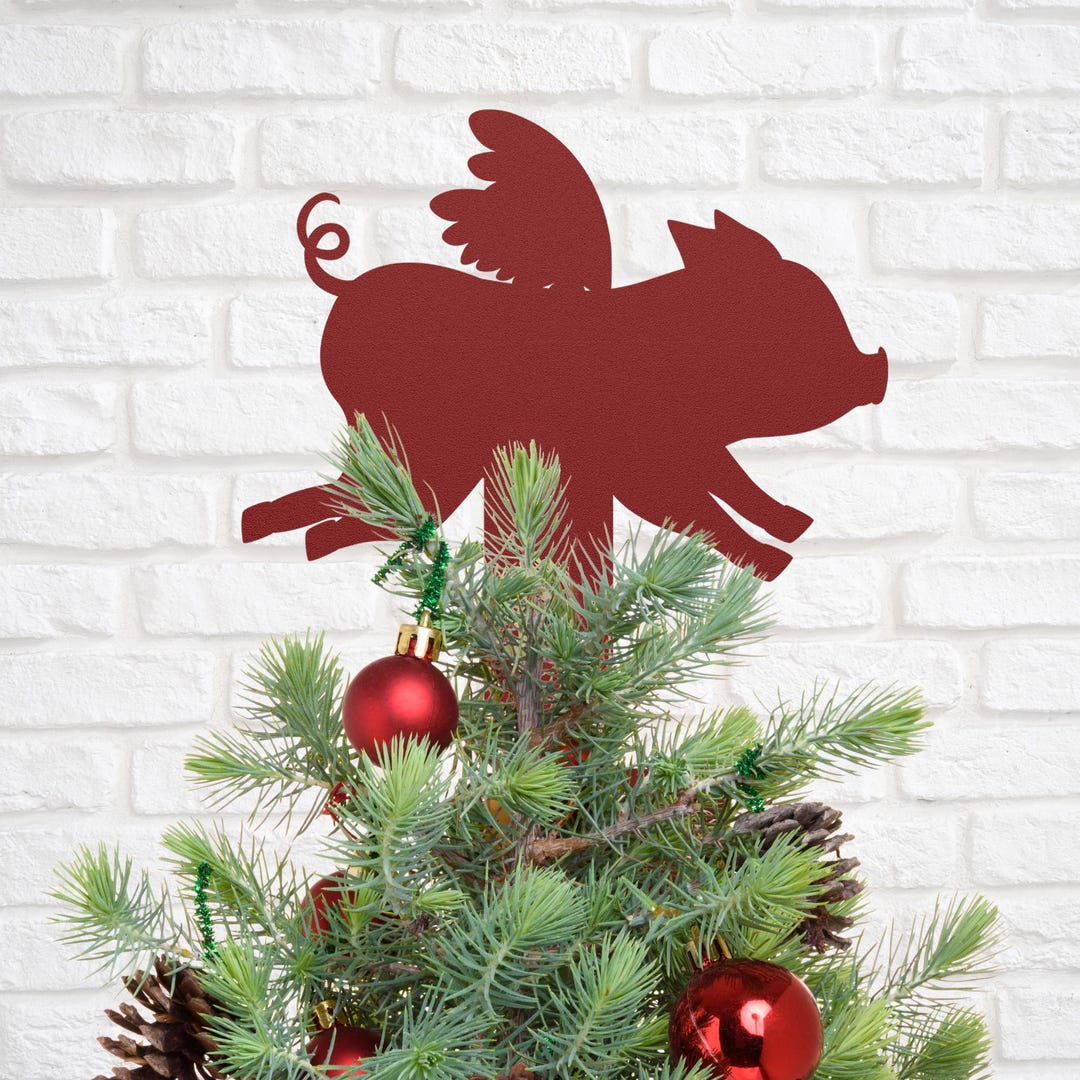 Flying Pig Christmas Trees Topper - Red Metal Tree Topper - Etsy