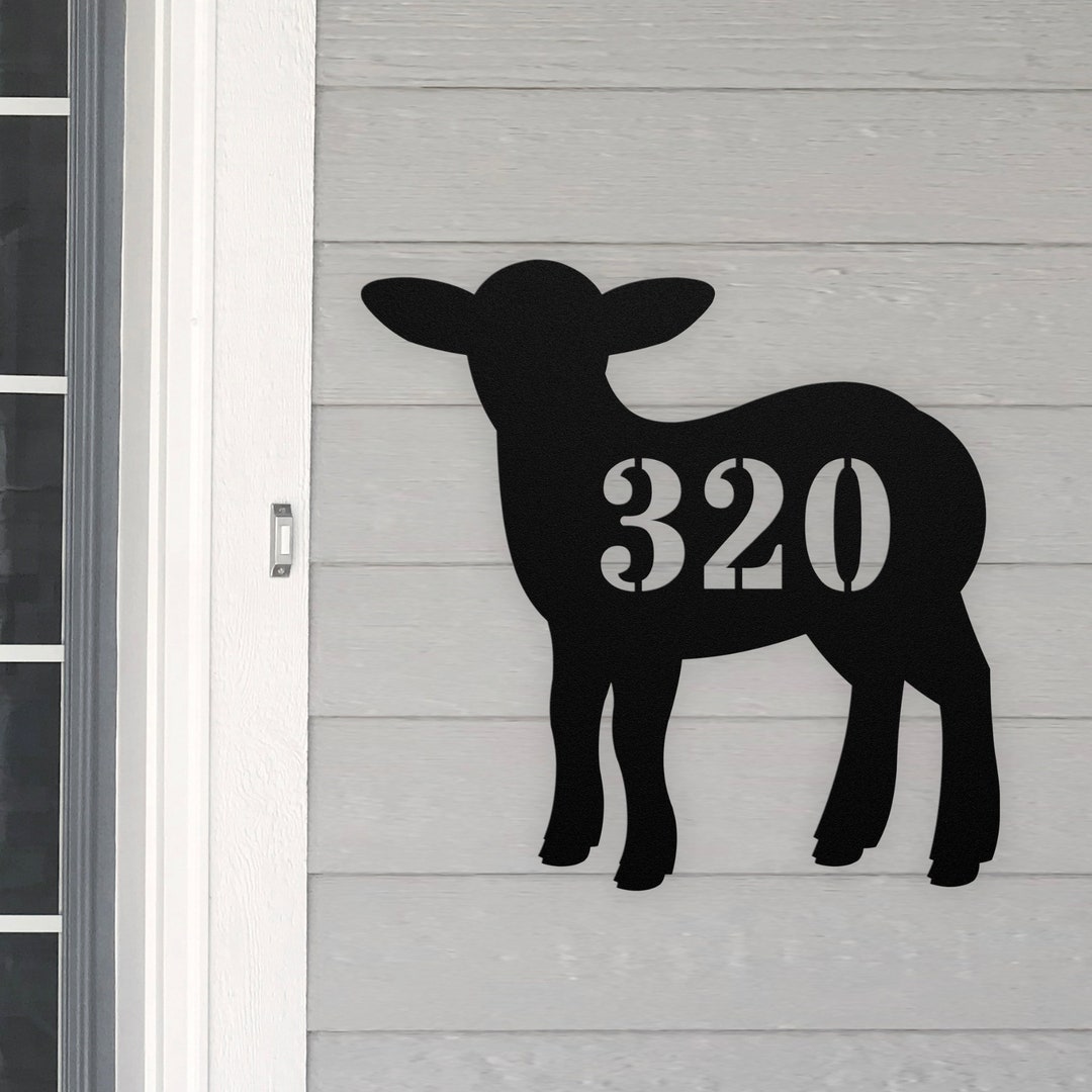Personalized Baby Lamb Address House Number Sign Metal Wall Art, Custom ...