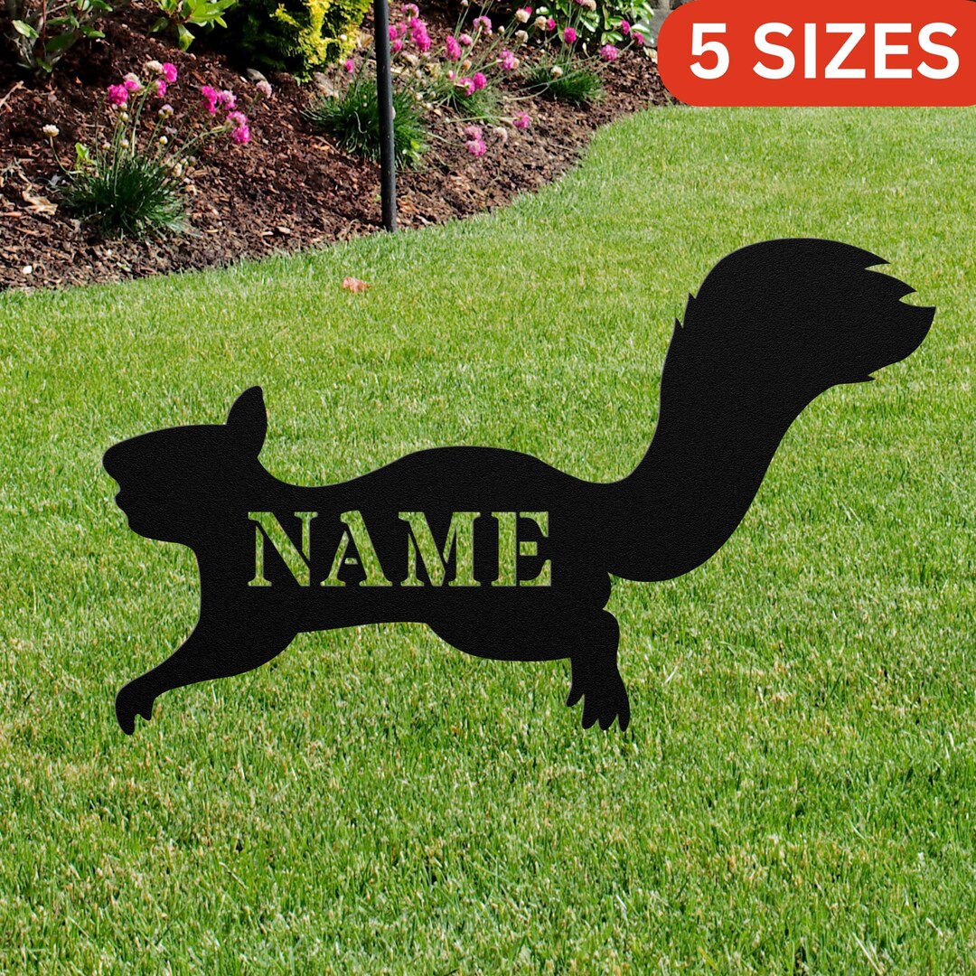 Personalized Squirrel Garden Statue Stake, Custom Squirrel Outdoor Yard ...
