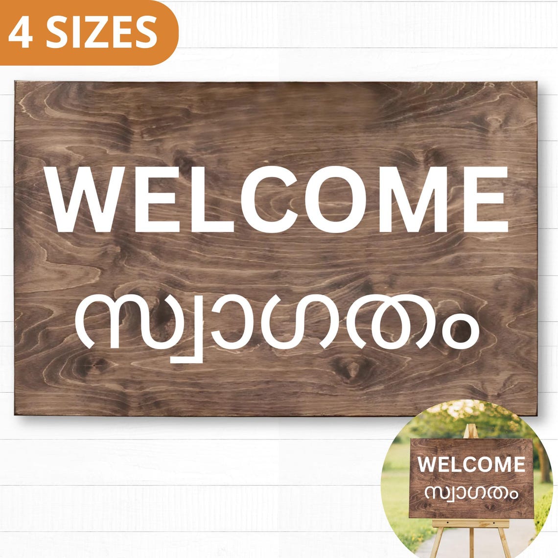 Malayalam Welcome Sign Wood Sign Wooden Wedding Sign Front Door Decor ...