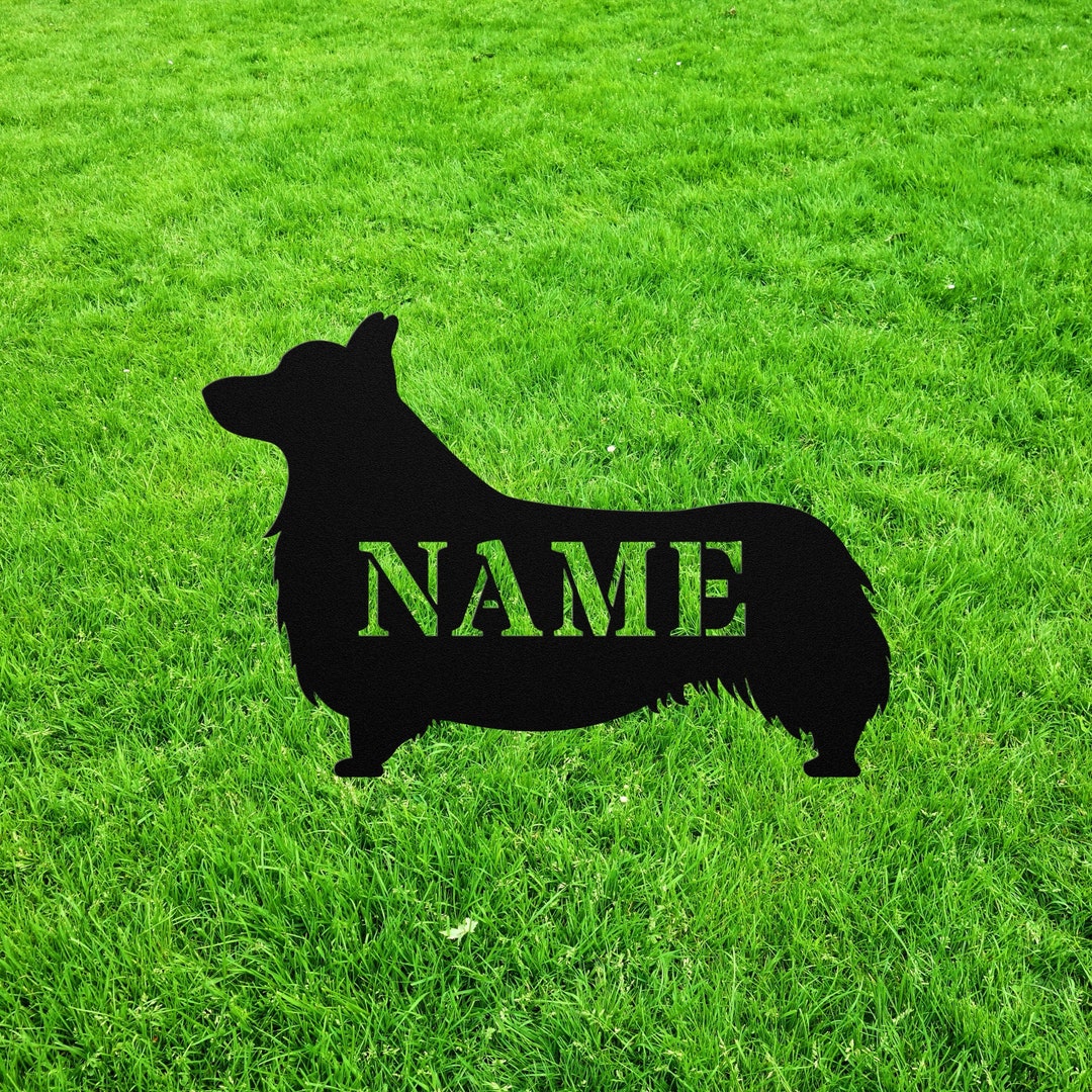 Tri Color Corgi Garden Statue Stake, Custom Corgi Outdoor Yard Art ...