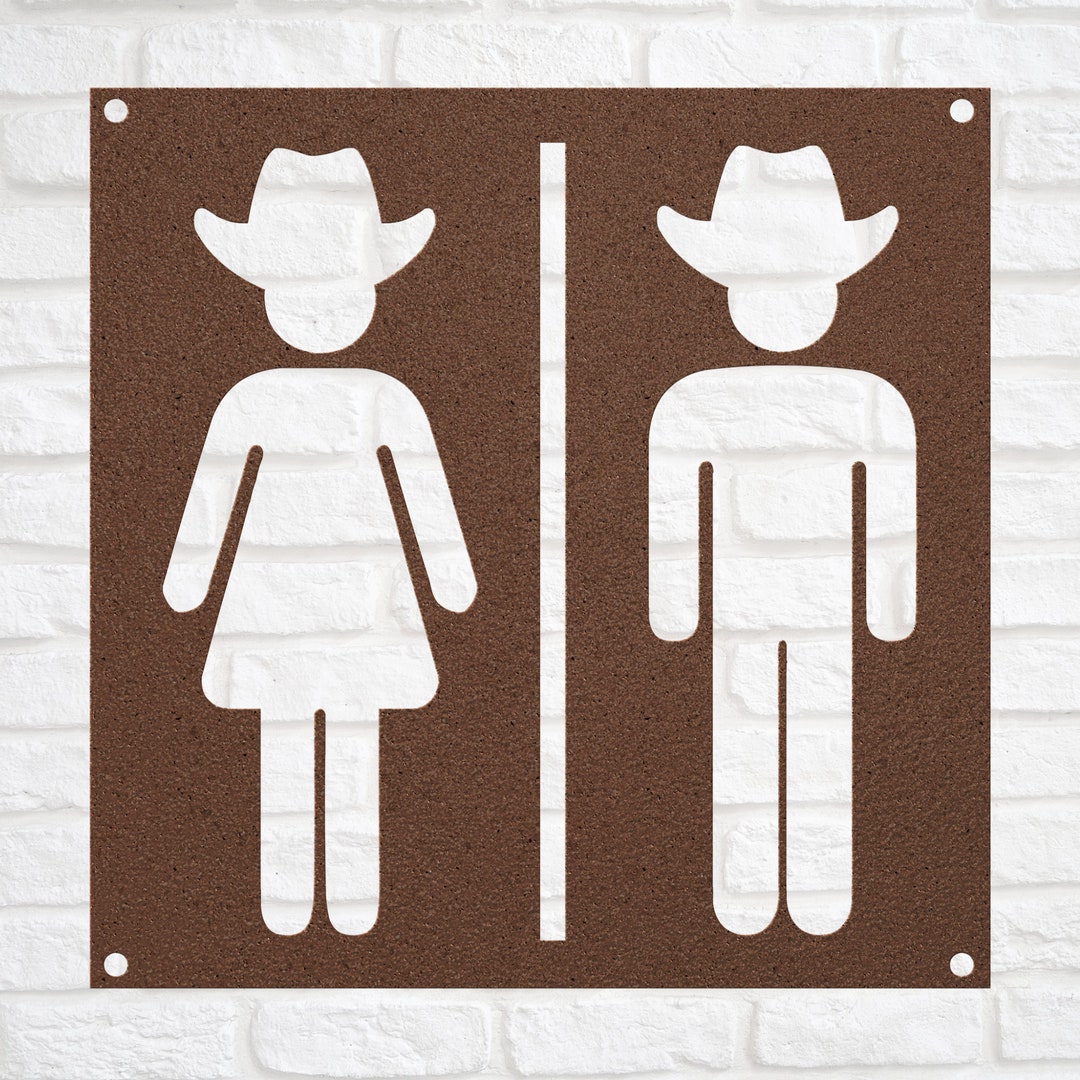 Cowboy Cowgirl Bathroom Metal Sign, Western Restroom Decor - Etsy