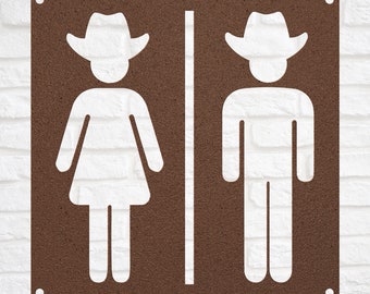 Custom Basic 3D Men Women Cowboy Cowgirl Western Toilet Signs Braille ...
