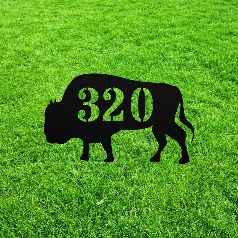 Bison Address House Sign, Bison Metal Address Steel Yard Sign, Bison ...