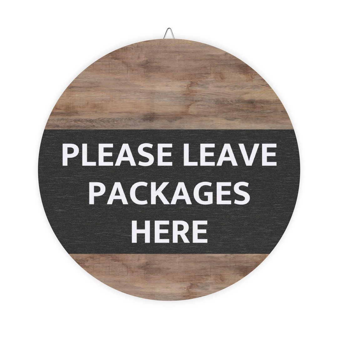 Leave Packages Here Door Hanger Wood Sign Front Door Wreath Front Door ...