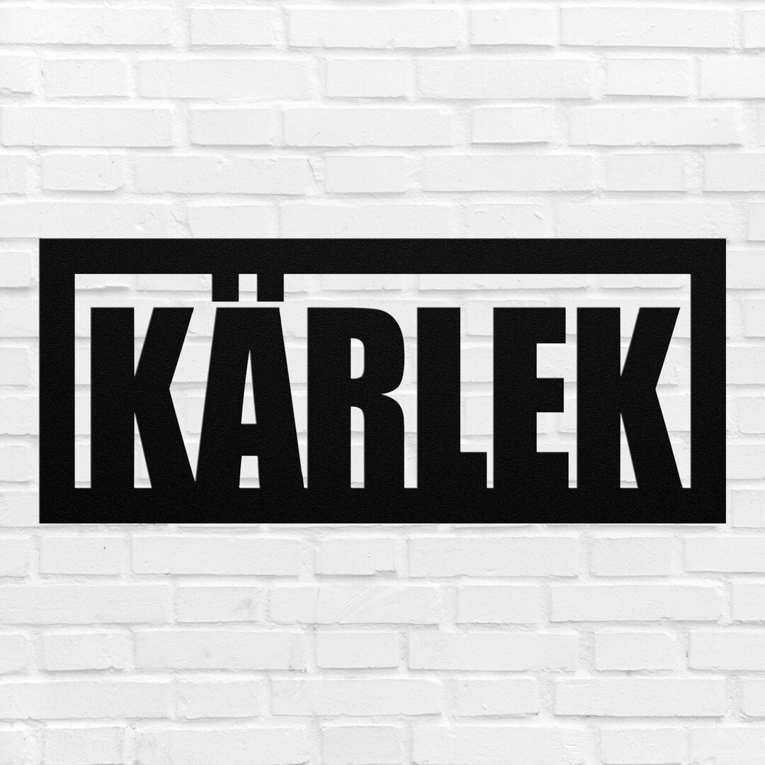 Karlek Sign Swedish Love Svensk Sverige Sign Metal Word Gift for Swede ...