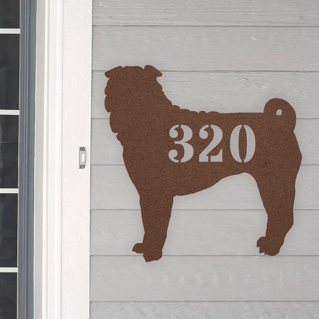 Personalized Shar Pei Address House Number Sign Metal Wall Art, Custom ...