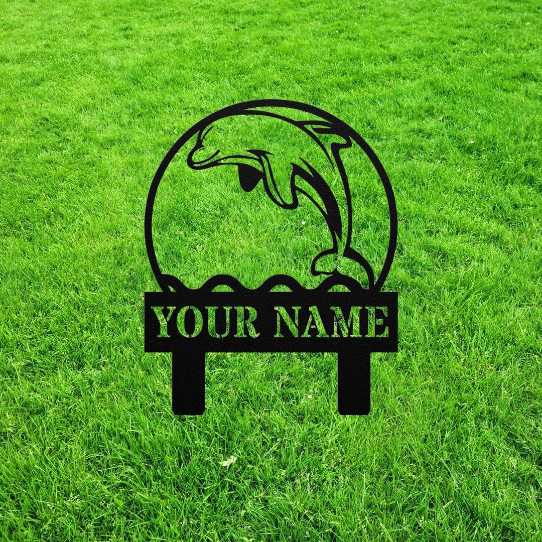 Custom Dolphin Yard Sign Stake, Personalized Sea World Ocean Metal ...