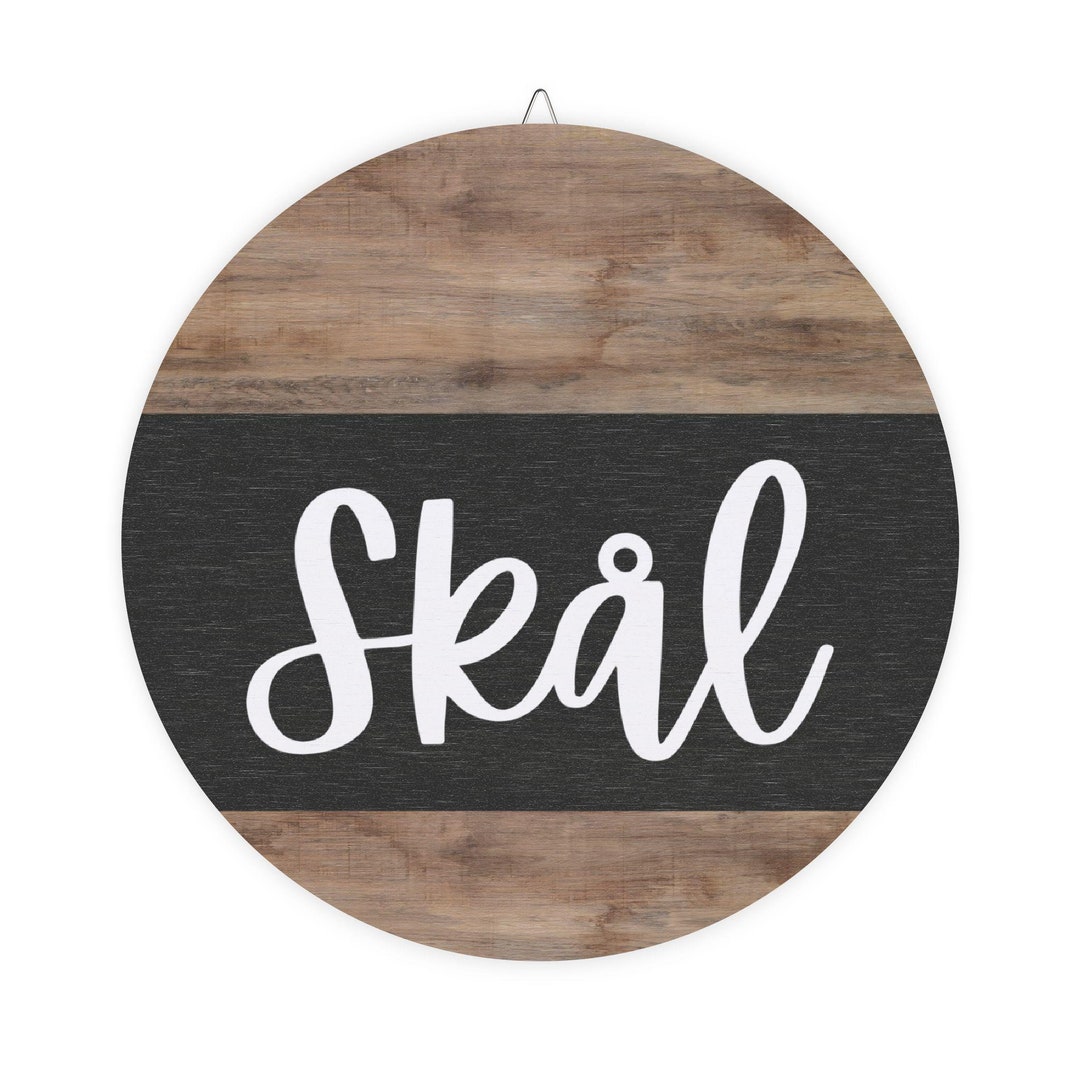 Skal Scandinavian Sign Door Hanger Wood Sign Front Door Wreath Front ...