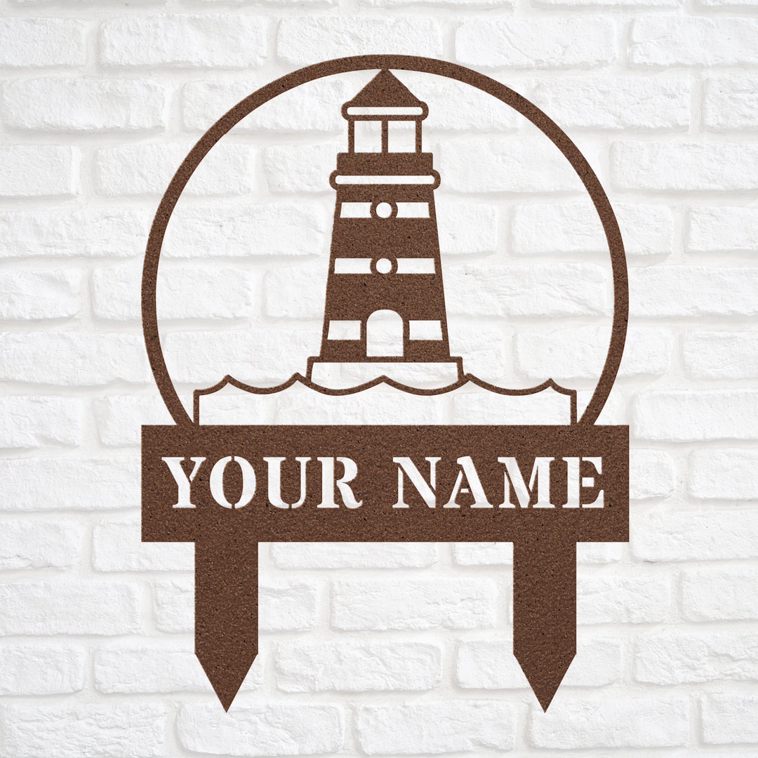 Custom Lighthouse Yard Sign Stake, Personalized the Lighthouse Metal ...
