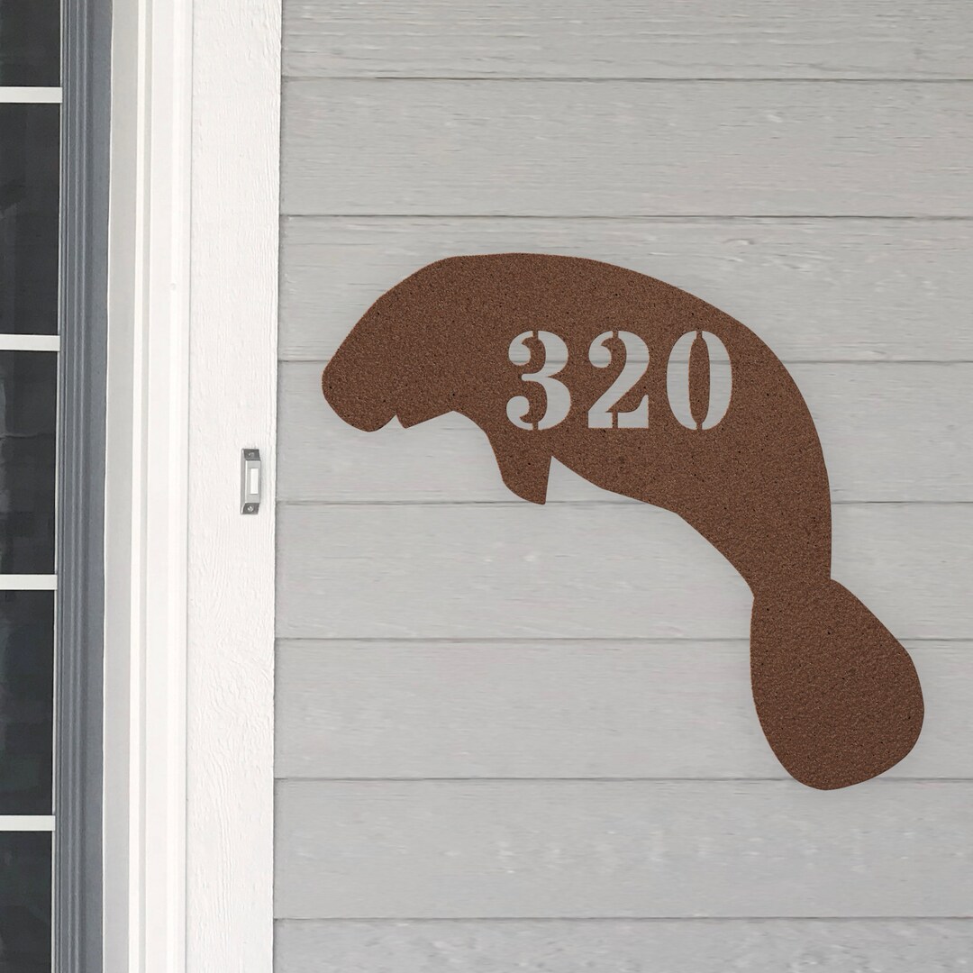 Personalized Manatee Address House Number Sign Metal Wall Art, Custom ...