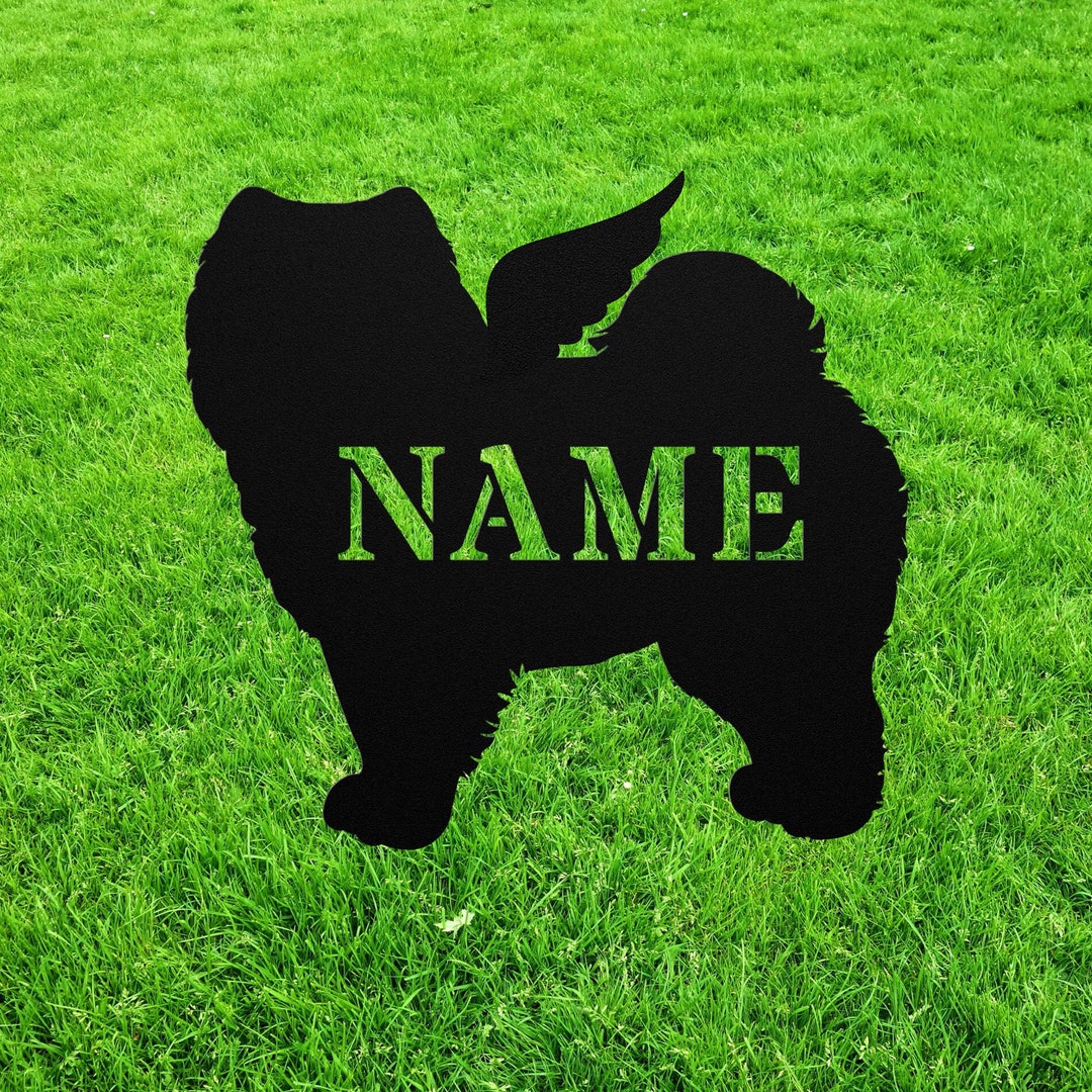 Chow Chow Angel Wings Yard Statue Stake, Custom Long Haired Chow Chow ...