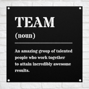 Team Definition Sign Metal Plaque, Personalized Corporate Gift ...