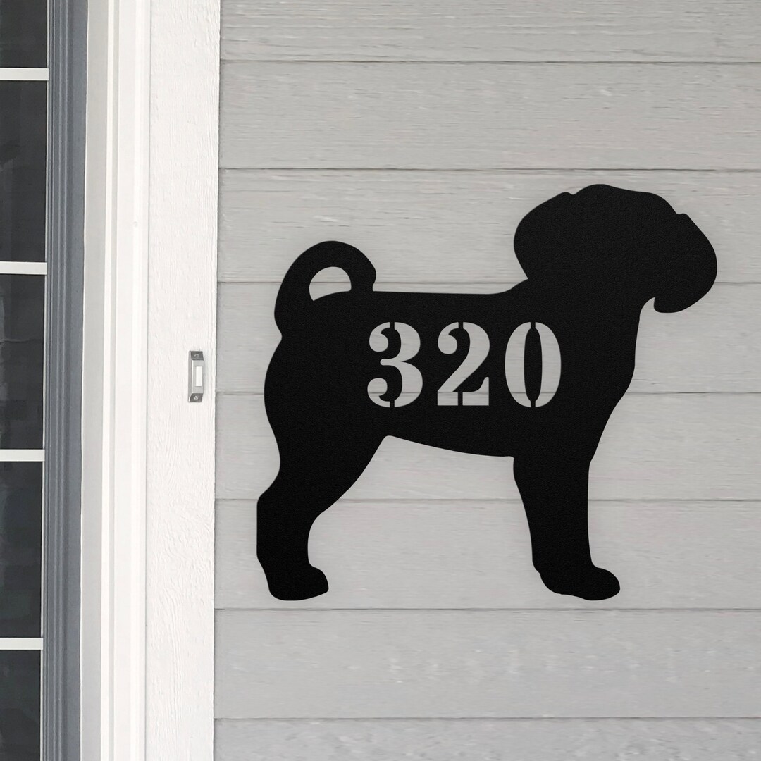 Personalized Puggle Address House Number Sign, Puggle Metal Wall Art ...
