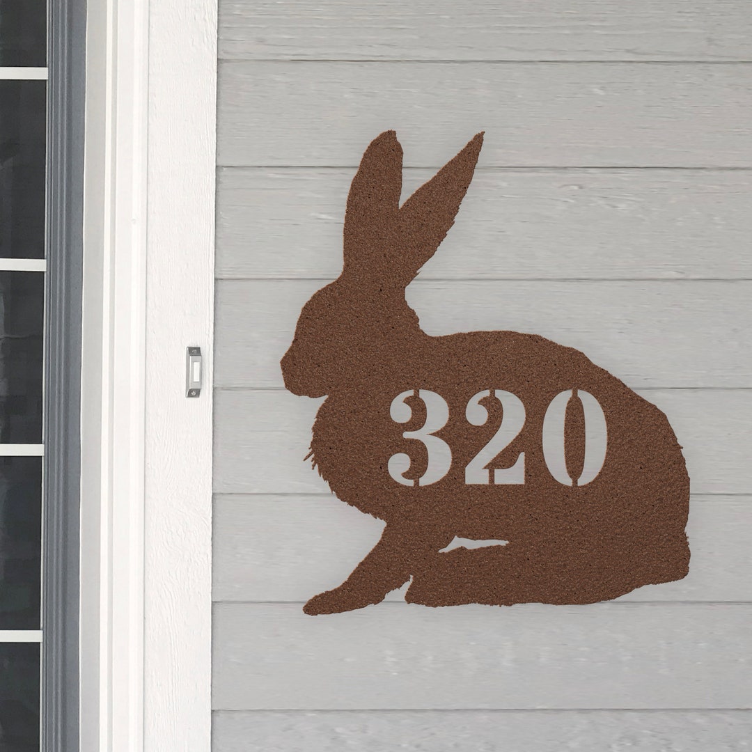 Personalized Hare Address House Number Sign Metal Wall Art, Custom ...