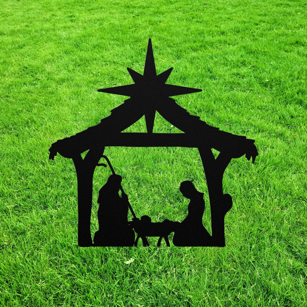 Outdoor Nativity Set, Nativity Scene Metal Yard Stake, Baby Jesus Mary ...