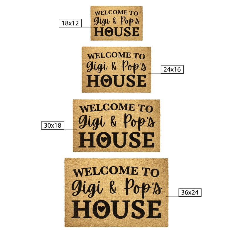 Welcome to Gigi and Pop's House Doormat - Grandparents Day Gift ...