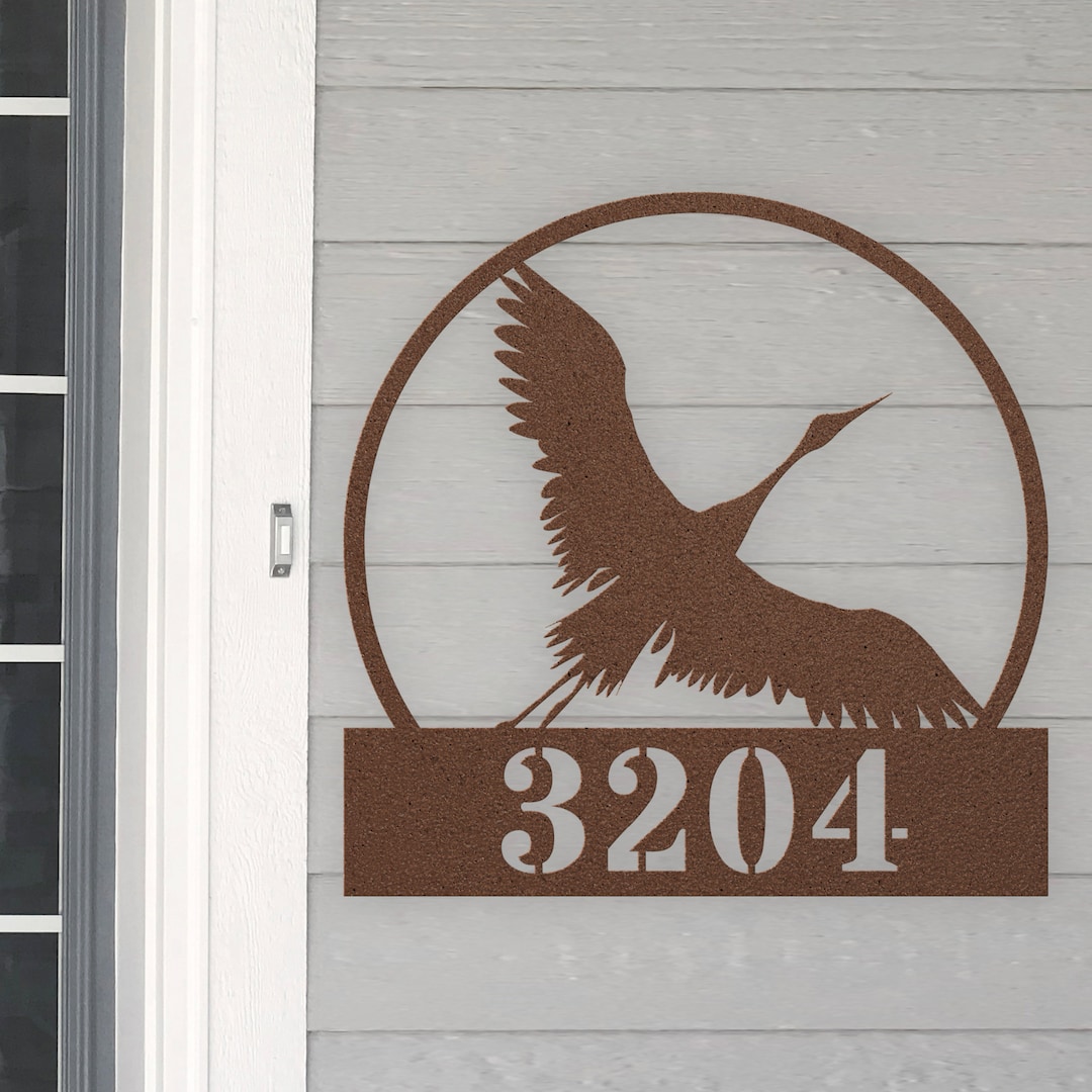Personalized Heron Address House Number Sign Metal Wall Art, Custom ...