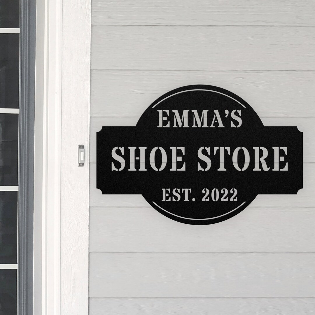Personalized Shoe Store Metal Sign Wall Art, Custom Shoe Store Plaque ...