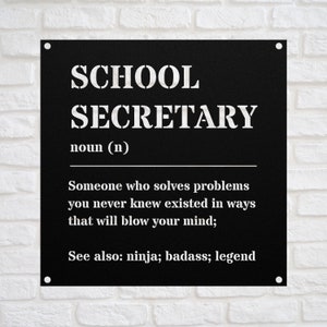 Funny School Secretary Gift Metal Sign L for Women and Men L ...