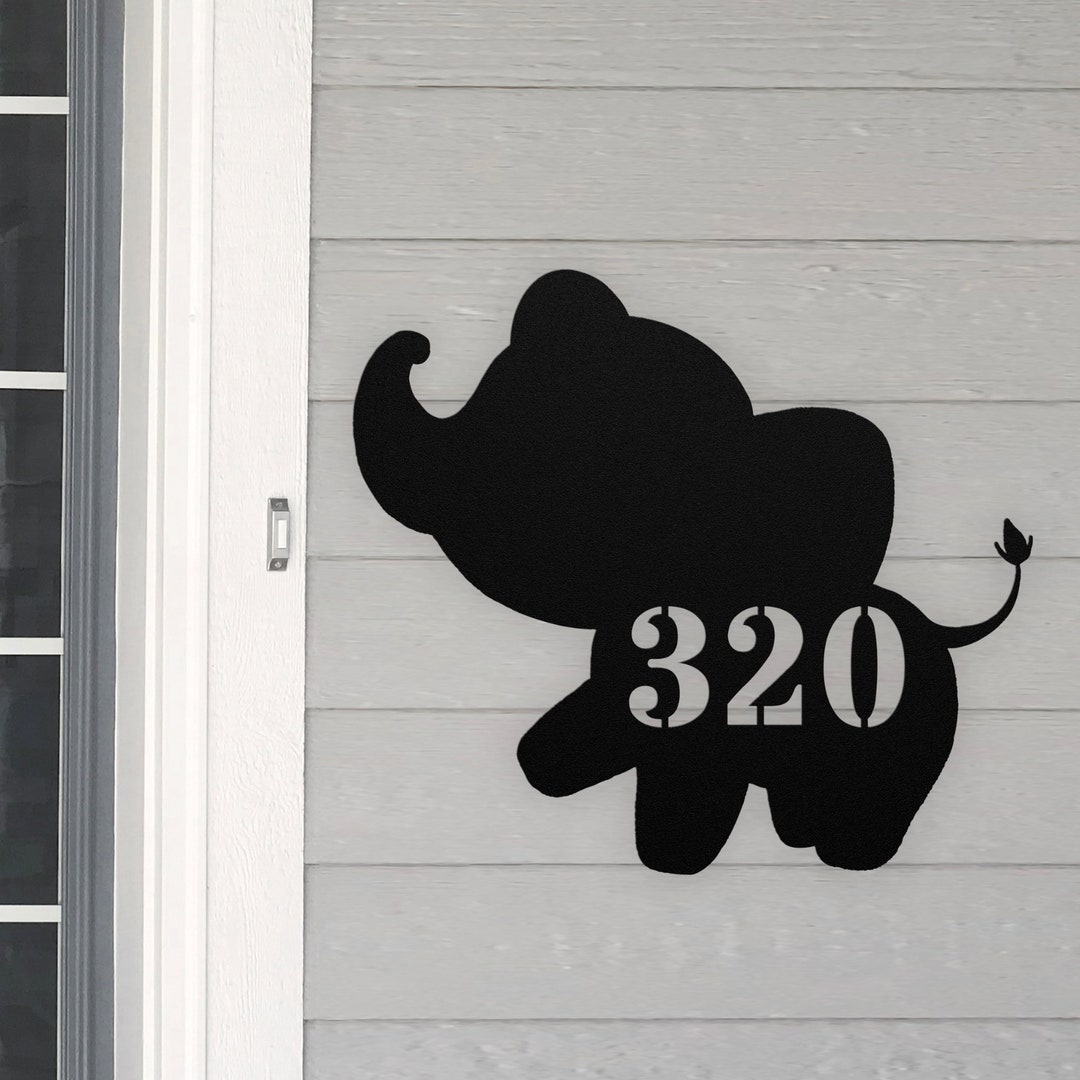 Personalized Elephant Address House Number Sign Nursery Baby Metal Wall ...