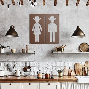 Cowboy Cowgirl Bathroom Metal Sign, Western Restroom Decor - Etsy